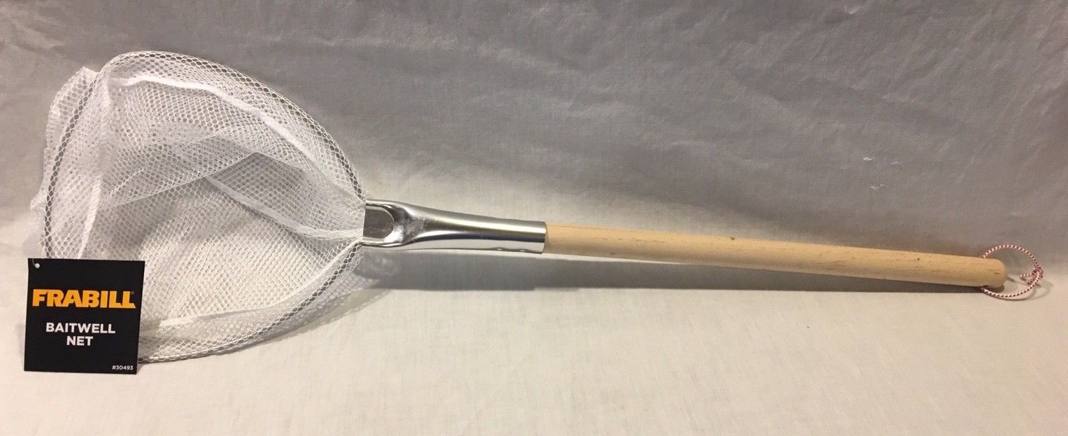 NEW FRABILL 30493 WOOD HANDLE BAITWELL NET 10" DEEP NET 27" LONG | eBay