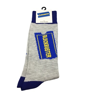Blockbuster Video Store Men's Crew Socks Movie Ticket OSFM Navy Blue ...