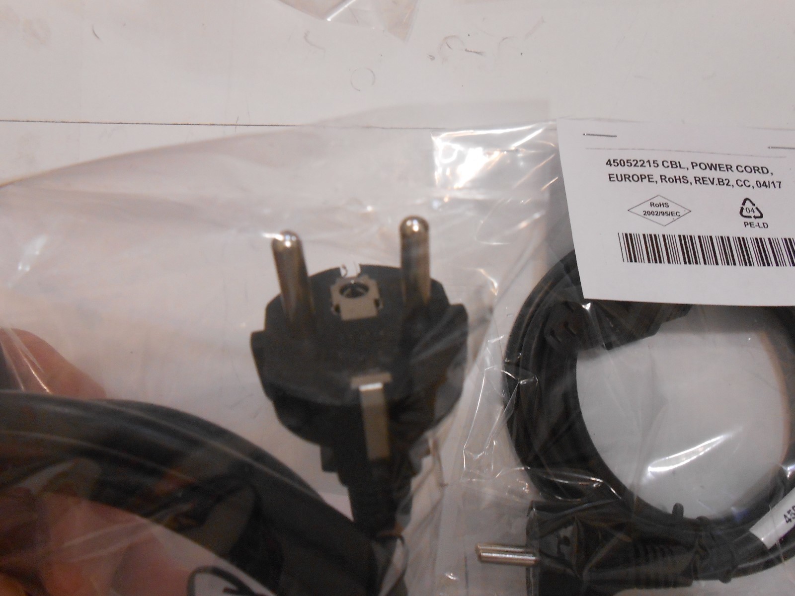 45052215 CBL, POWER CORD, EUROPE, RoHS, Rev.B2, CC, ( Lot of 2 ) NEW | eBay