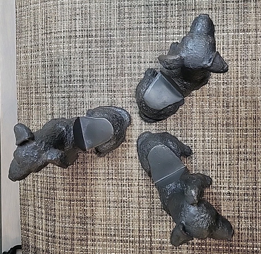 Potty Feet Sitting Dog Trio Set Of 3 Bronze Color Plant Pot Feet | eBay