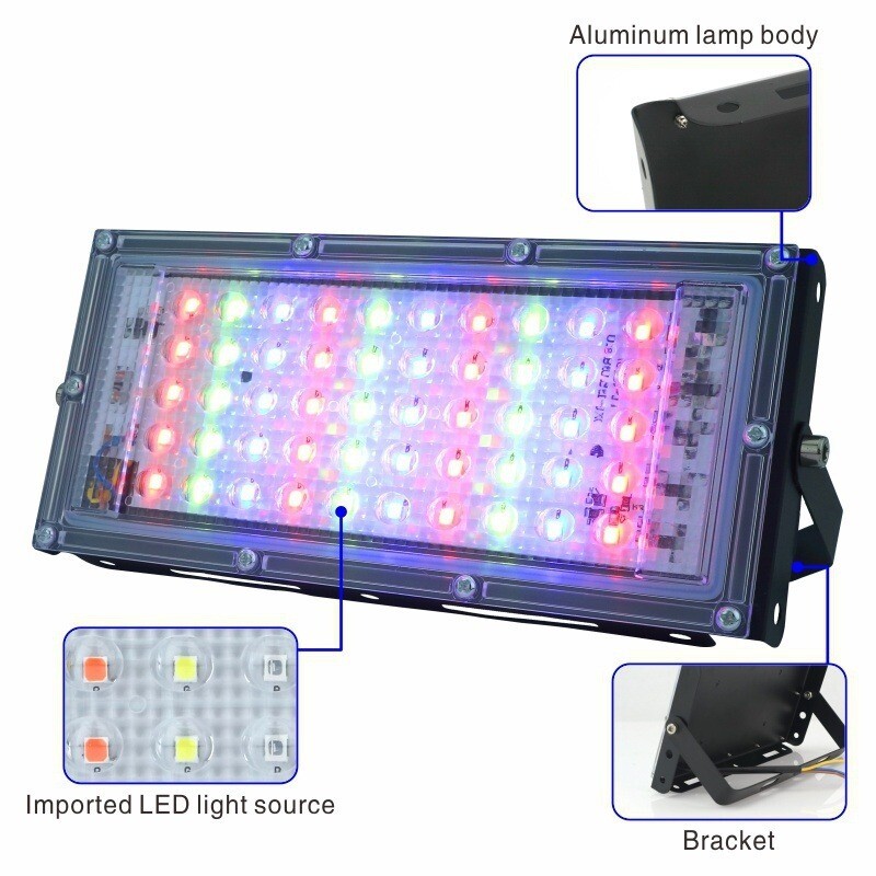 50W LED RGB Flood Light Lamp Outdoor Floodlight IP65 Reflector Led ...