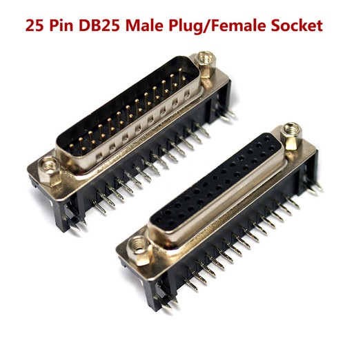 DB25 D-Sub 25 Pin Male Plug/Female Socket Connector Welded Plate Right ...