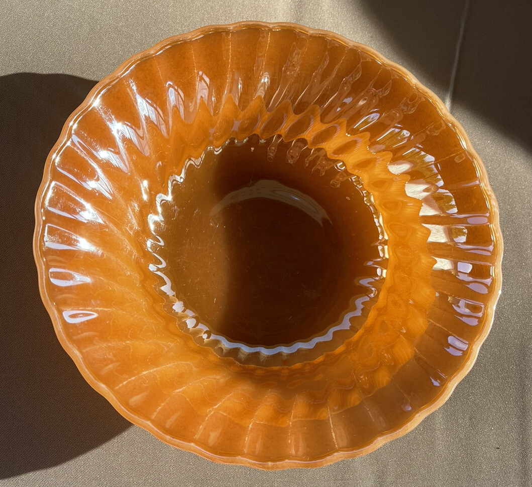 Vintage Marigold Fire King Wavy Glass Serving Bowl 8.5” Iridescent ...