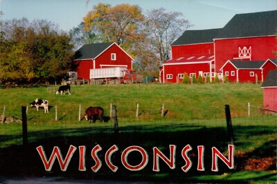 Postcard Wisconsin Americas Dairyland cows barns fields | eBay