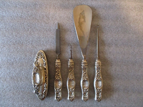 ANTIQUE STERLING SILVER GROOMING SET DRESDEN PATTERN (4236) by WHITING ...