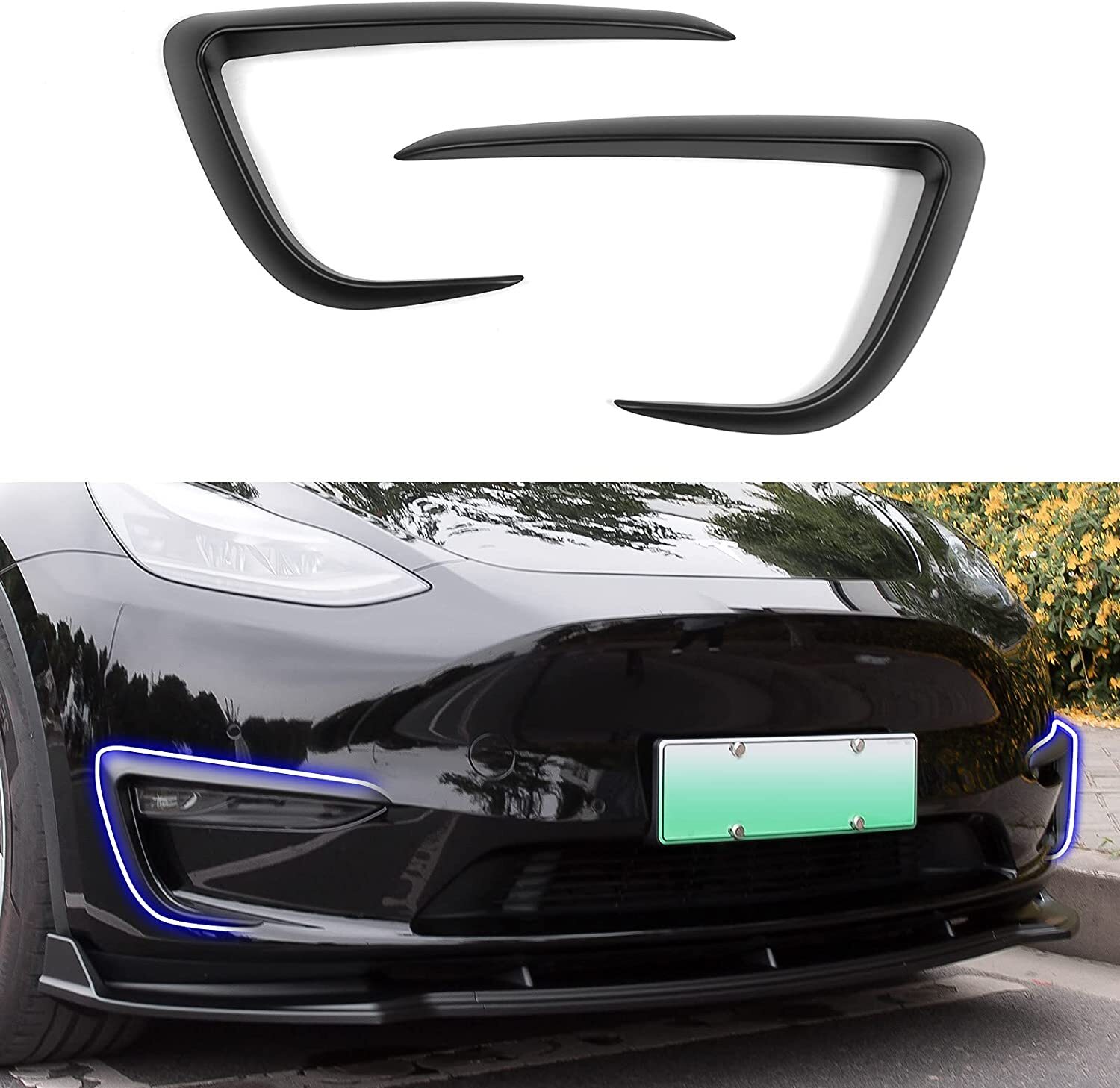 Tesla Model Y Fog Light Trim Front Fog Light Cover Eyebrow Cover ...