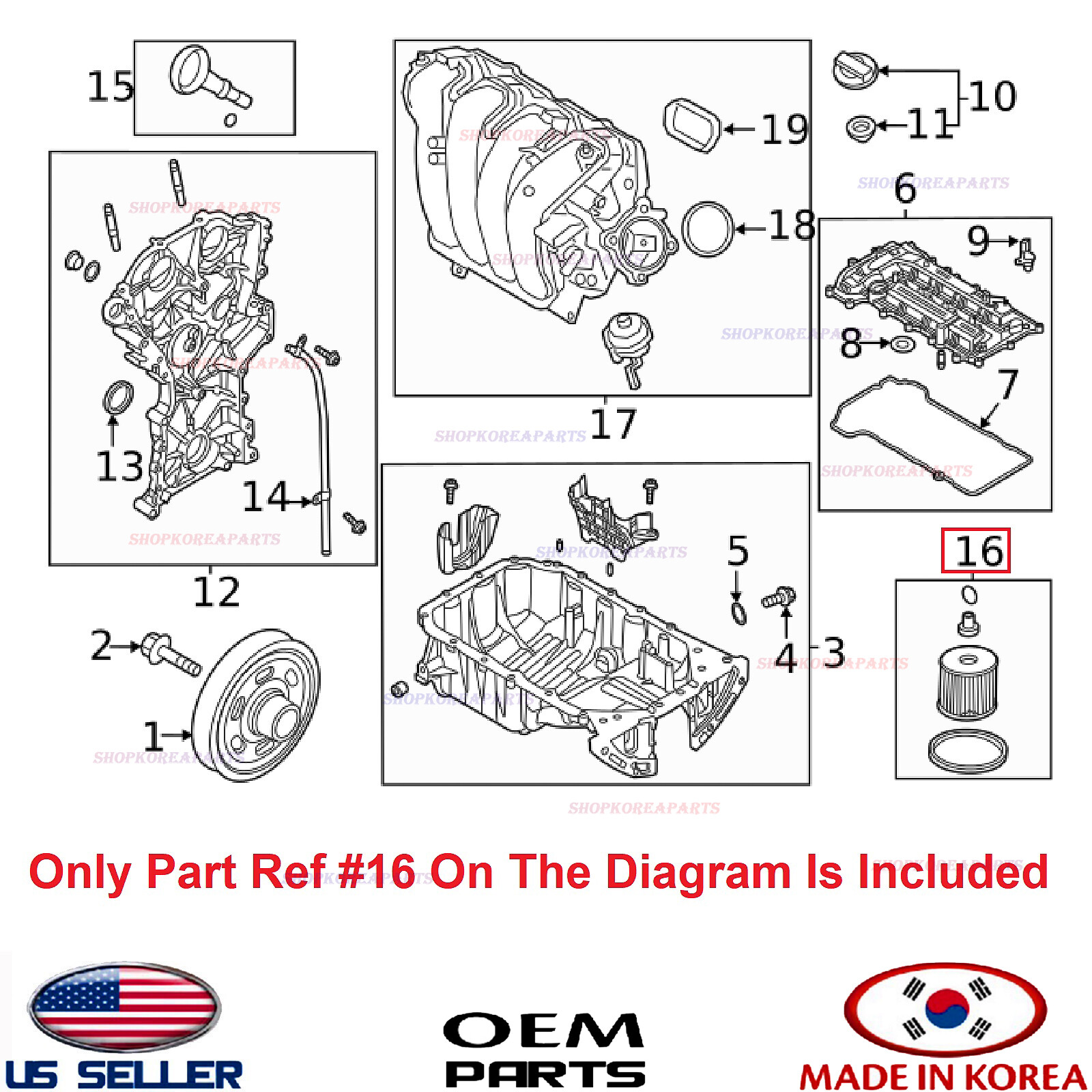 Genuine Hyundai Engine Oil Filter Element 26350-2j000 for sale online ...
