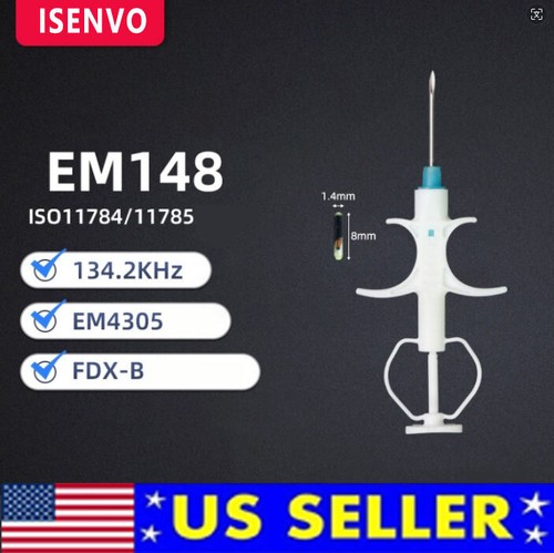 20Pcs RFID Animal Microchip Pet Dog Injection Bioglass Chip Ear Tag 1.4 ...