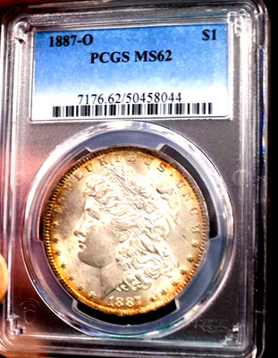 MORGAN SILVER DOLLAR 1887 O PCGS MS 62++ UNDER GRADE LIGHT TONES SPL PQ ...