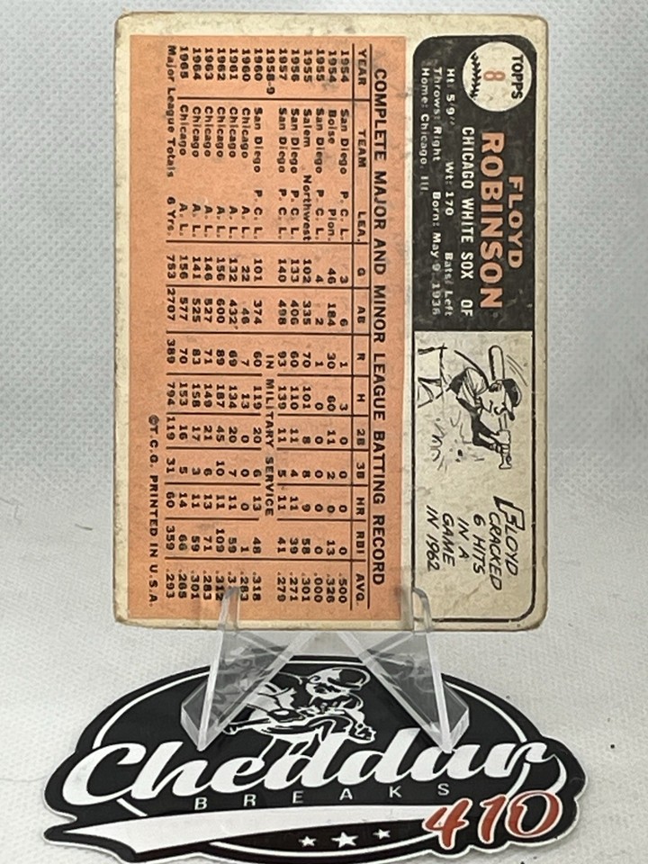 1966 Topps #8 Floyd Robinson Baseball Chicago White Sox | eBay
