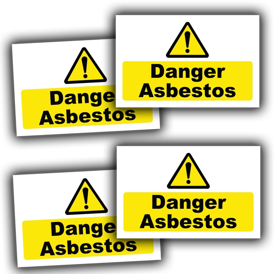 4 Pack - Danger Asbestos Sticker Decals - Waterproof Vinyl Signage 80mm ...