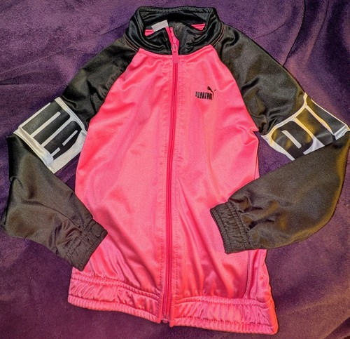 Puma Pink and Black Full Zip Track Jacket Girls Size 6 | eBay
