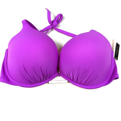 NEW Victorias Secret Bikini Top 38D Bombshell Adds 2 Cups Purple Halter ...