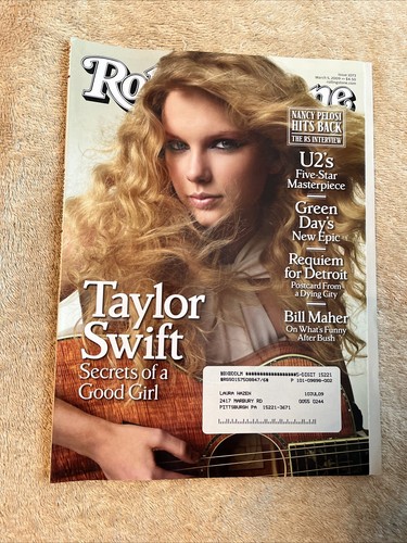 Taylor Swift Rolling Stone Magazine Issue 1073 March 5, 2009 Mailing ...