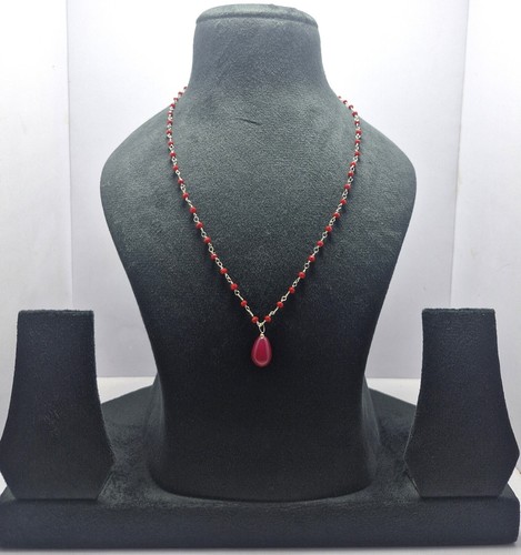 Red Dyed Ruby/Jade Gemstone 3 mm Beautiful 22" Strand Chains Necklace ...
