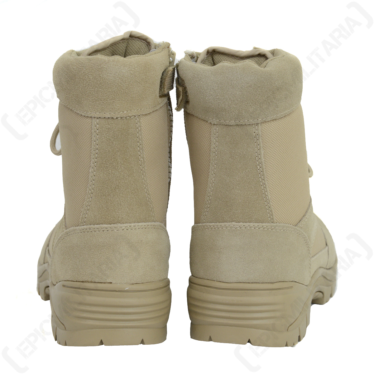 Khaki Tactical Army Boots with YKK Side Zipper - Desert Combat Military ...