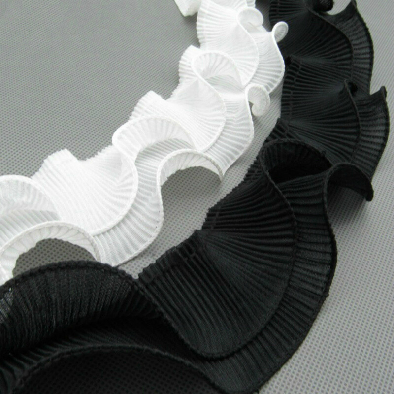 20 Yards Ruffled Pleated Chiffon Trim 2 Layer Gathered Ribbon Frill ...