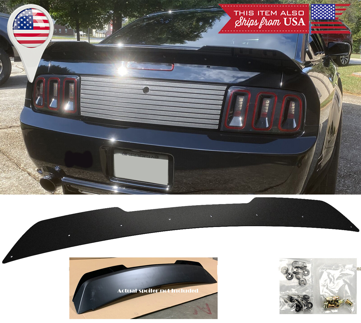 Satin Black Decklid Gurney flap Wing Wickerbill For 05-09 Mustang GT ...