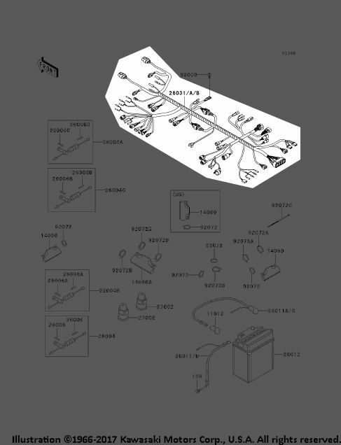 KAWASAKI 26031-0089 HARNESS,MAIN for sale online | eBay