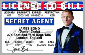 Daniel Craig James Bond 007 Movie Novelty Drivers License To Kill ID ...