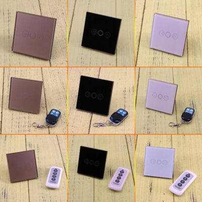 1Way Dimmer Tempered Glass Touch Light Wall Switch Panel & Remote ...