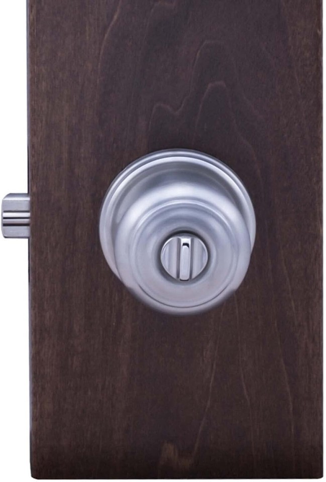 Satin Stainless Door Knobs - Round Colonial Knob with Privacy Locking ...