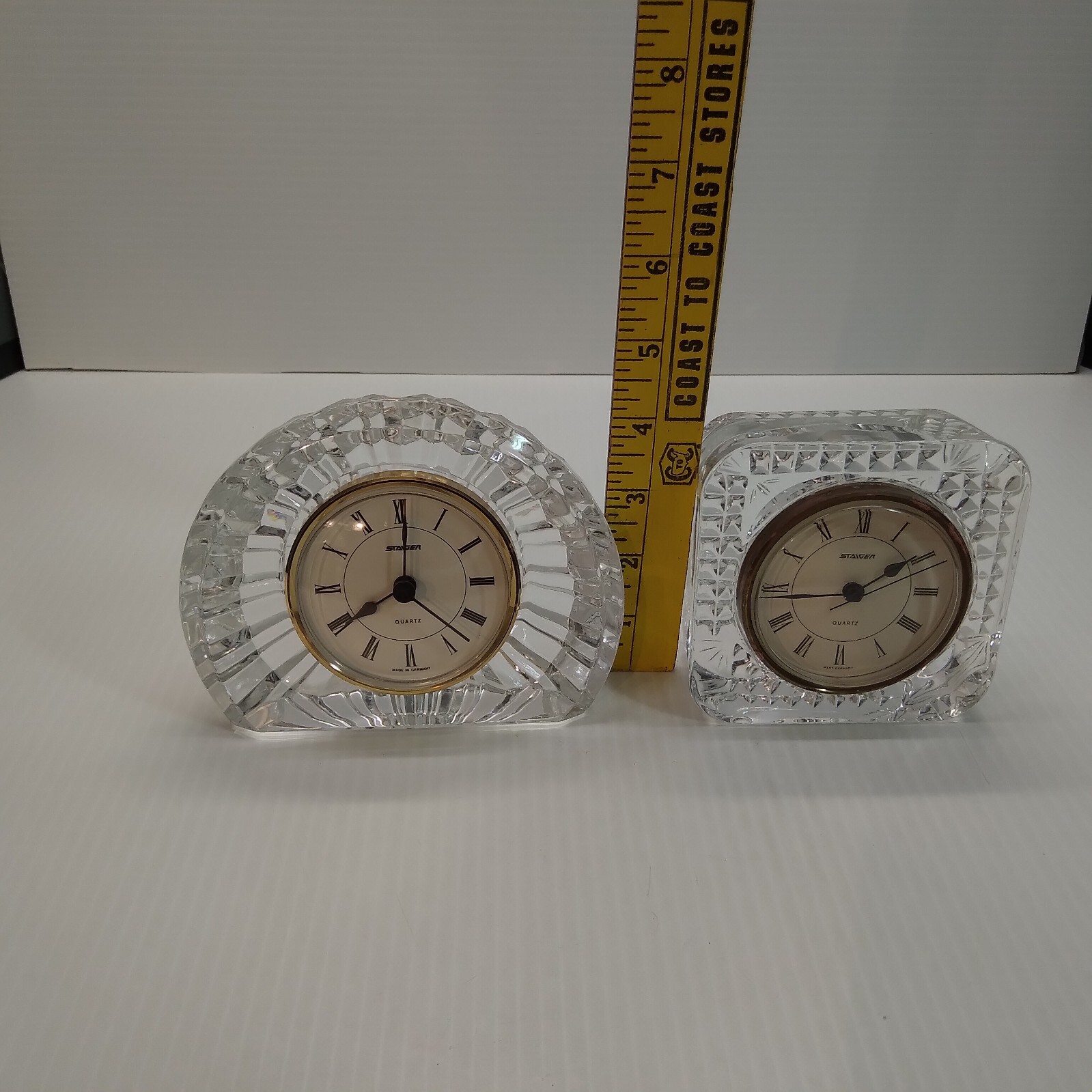 2 Vintage Staiger Crystal Quartz Desk Clocks Made in Germany Tested ...