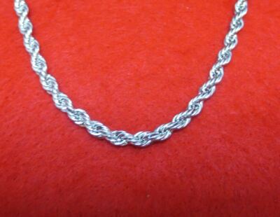 24 INCH .925 STERLING SILVER PLATED 5 MM ROPE CHAIN NECKLACE-USA SELLER ...