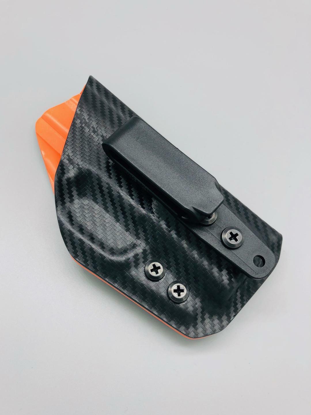 Springfield XDE 3.3 Black Carbon Fiber & Orange Kydex IWB Holster USA ...