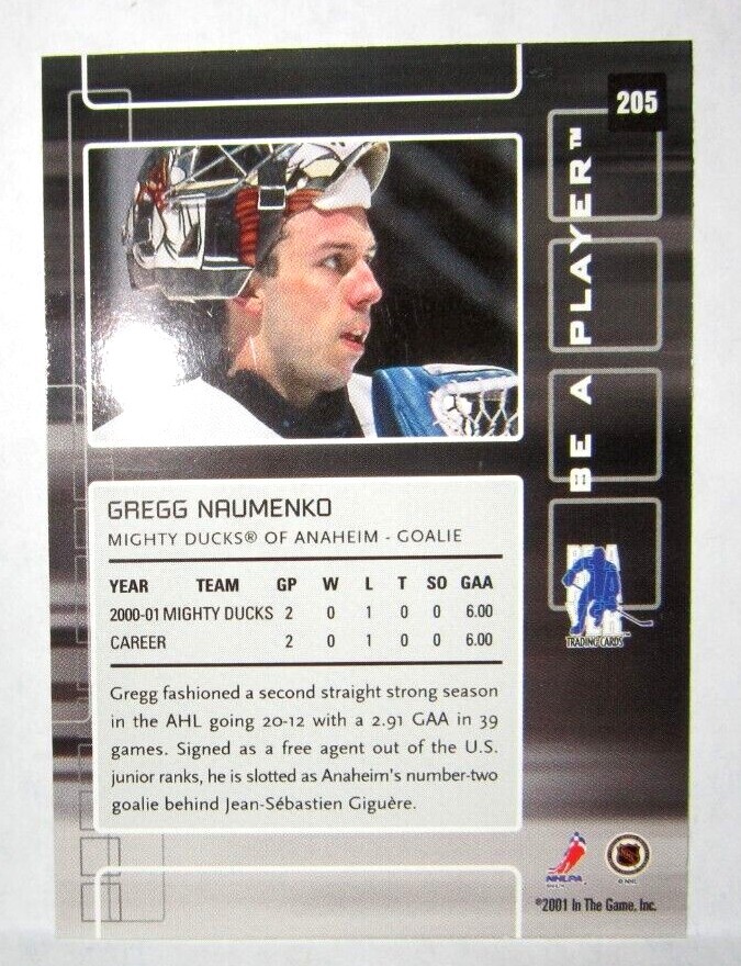 Gregg Naumenko 2001-02 In The Game Inc. BAP Fall Expo 2001 Card#08/10 ...