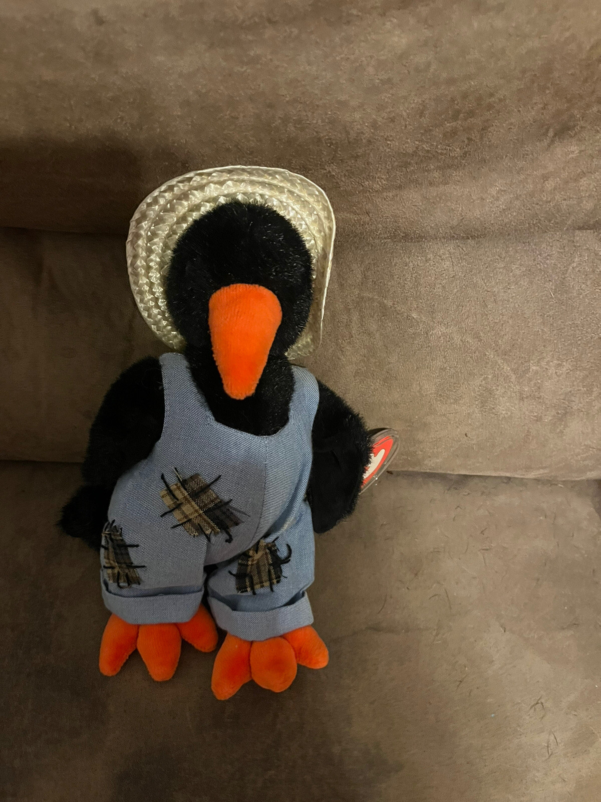 ty beanie babies Attic Treasures Cawley The Crow With Overalls And Hat ...