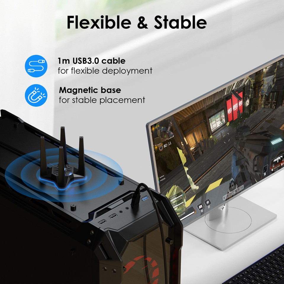 Dual Band USB 3.0 WIFI Adapter 1800Mbps Wireless USB Dongle Network ...