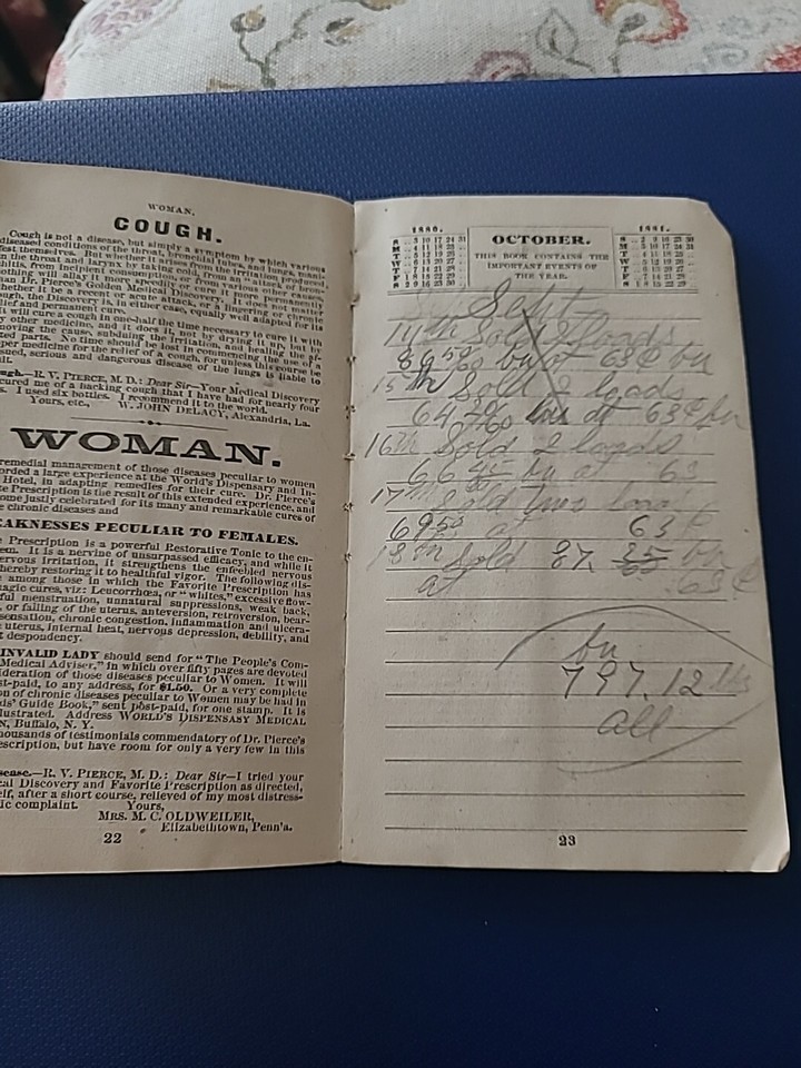 1881 Pierce’s Memorandum & Account Book for Farmers Mechanics & All 48 ...