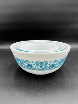 Set of 3 Vintage PYREX Mixing Bowls Horizontal Blue | eBay