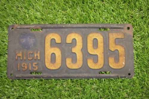 1915 Michigan License Plate FOUR Digit # 6395 - Untouched Original | eBay