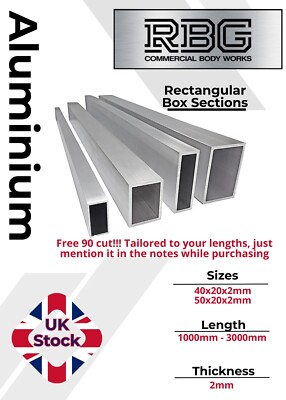 ALUMINIUM RECTANGULAR BOX SECTIONS All Inch Sizes 500mm-3000mm Free UK ...