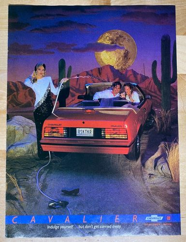 1987 Chevy Cavalier Convertible Original Magazine Advertisement/Small ...