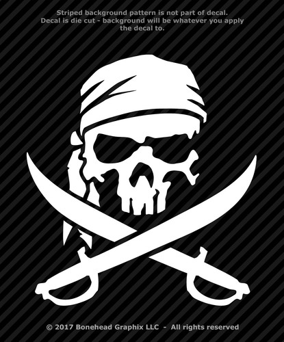 Distressed Pirate Skull Grunge Jolly Roger XL Vinyl Decal Sticker ...