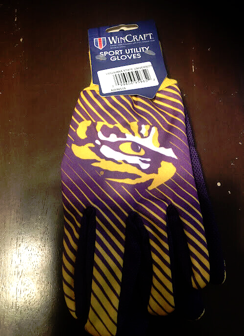 LSU Tigers-Gloves-Adult-One Pair-Rubber Grip-Utility-Cotton-Licensed ...