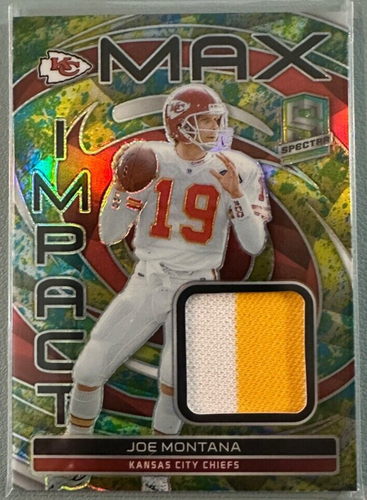 2023 Panini Spectra Max Impact Jersey Patch Splatter Neon JOE MONTANA 6 ...