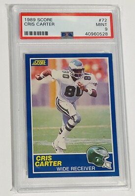1989 Score Cris Carter Philadelphia Eagles #72 Rookie Football Card PSA ...