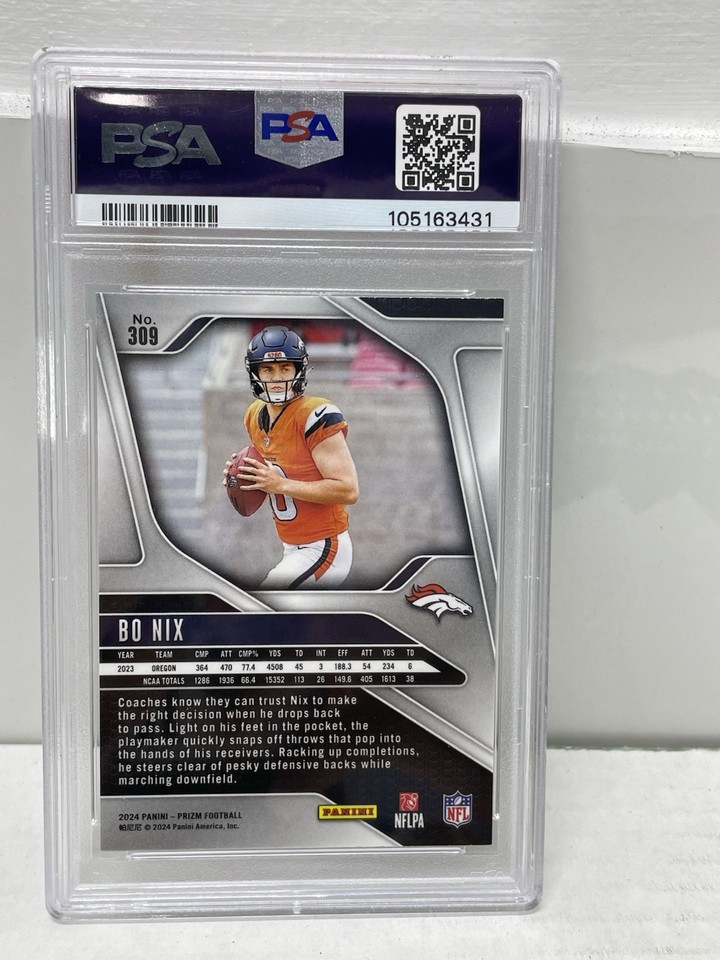 2024 Silver Prizm Bo Nix #309 RC Base PSA 10 Gem Mint Denver Broncos | eBay