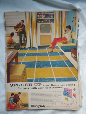 1956 VTG Orig Magazine Ad KENTILE Asphalt Tiles Spruce it Up Your ...