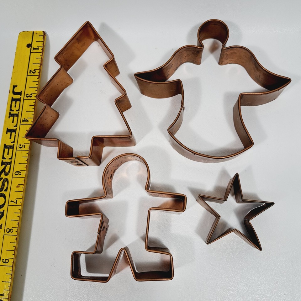 4--Copper Cookie Cutters Christmas Winter Theme Rolled Edge Tree Star ...