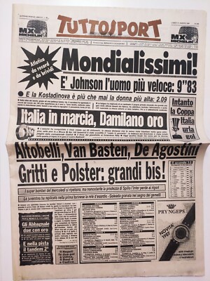 Tuttosport 31 August 1987 World Cups Athletic Roma 1987 ben Johnson ...