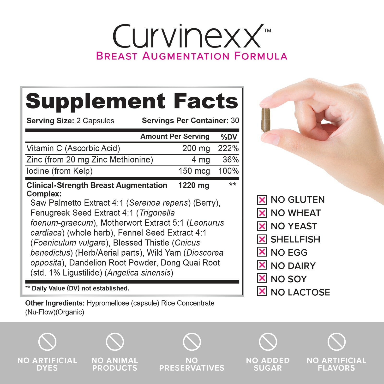 2 BOTTLES: Curvinexx Natural Breast Enhancement & Growth Formula, 60 ...