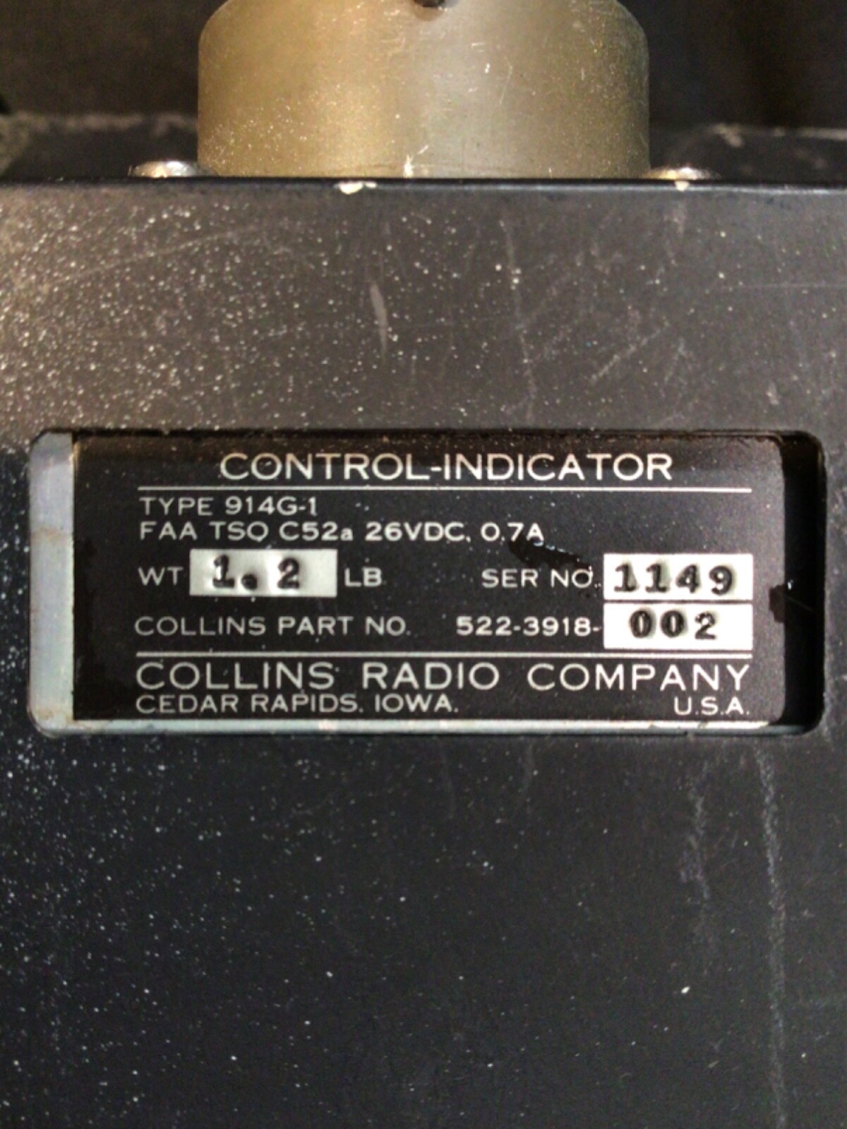 Collins Radio Company Control-Indicator 914G-1 P/N 522-3918-002 | eBay