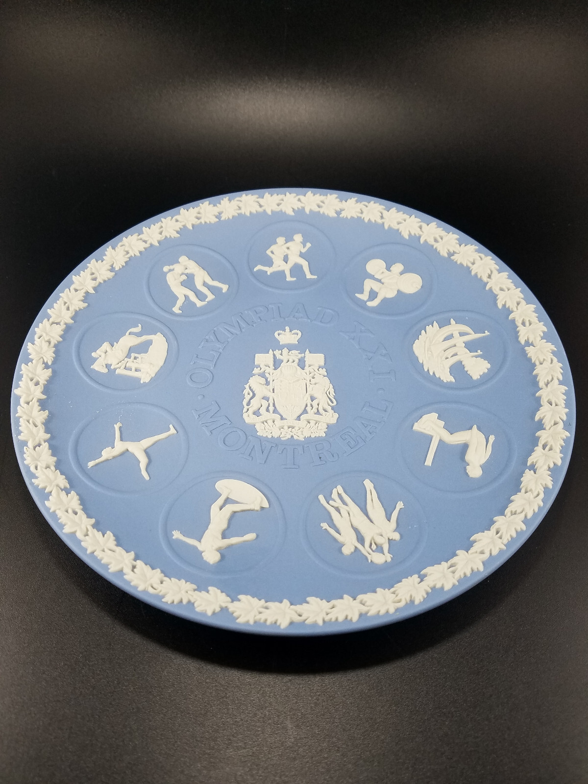 Vintage WEDGWOOD Blue Jasperware OLYMPIAD XXI Montreal Olympics 1976 8 ...