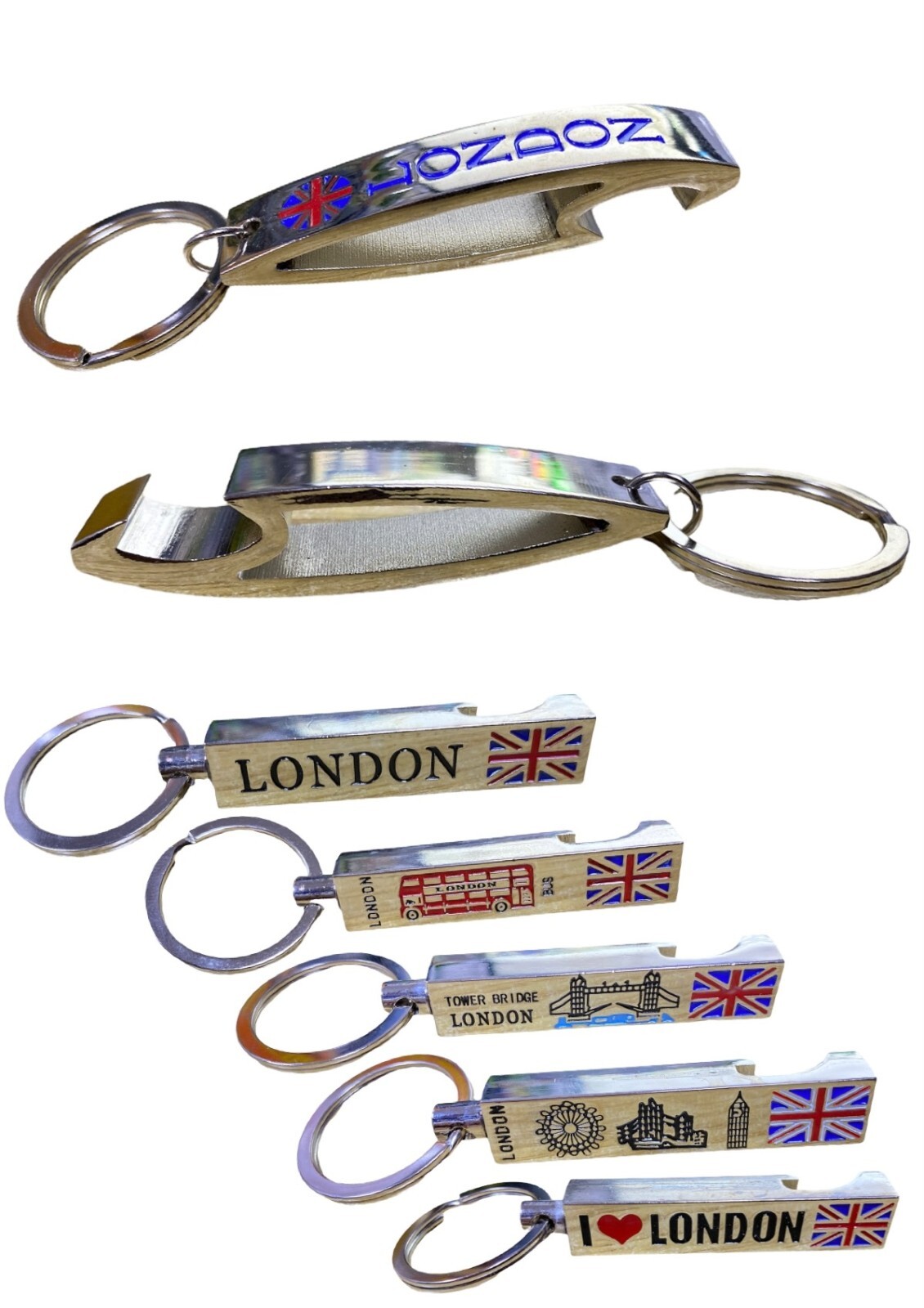 LONDON SOUVENIRS KEY RINGS KEYCHAIN ASSORTED SYMBOL BOTTLE OPENER uk ...