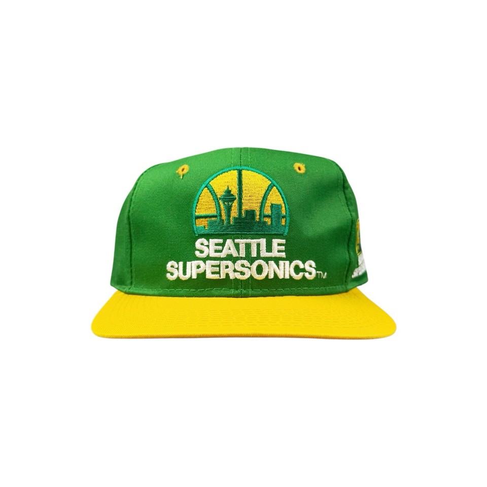 Vtg Rare NWT Seattle Supersonics Green G Cap Block Head Two Tone ...